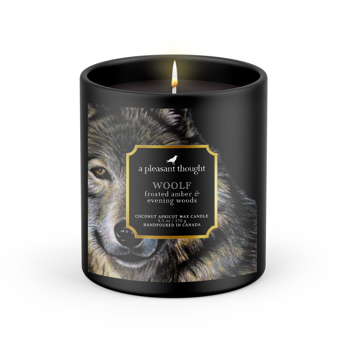 Woolf | Frosted Amber & Evening Woods | Raven Candle – A Pleasant Thought